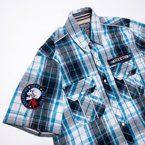 Affliction | Shirts | Affliction Shirt Mens Medium Pearl Snap Skull ...